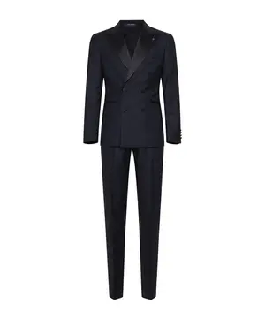 Tagliatore Double-breasted Satin Lapel Suit - Black