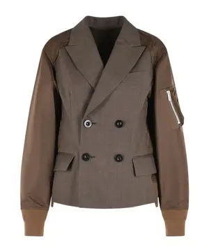 Sacai Double-breasted Suit Jacket - Brown
