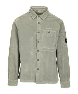 C.P. COMPANY Corduroy Long Sleeve Button Lens Shirt - Gray