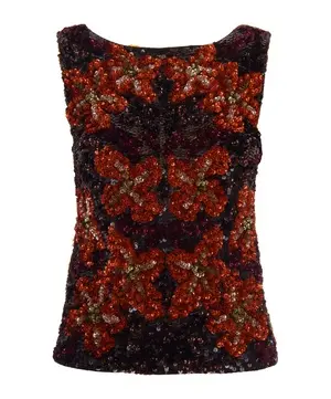 P.a.r.o.s.h Sequined Sleeveless Vest - Black
