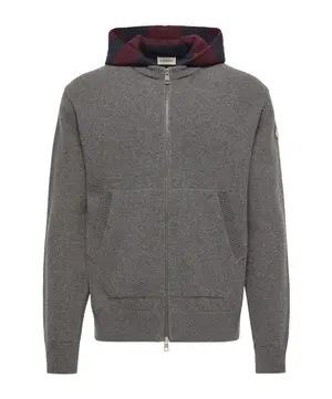 Moncler Striped Hood Wool Cashmere Cardigan