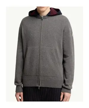 Moncler Striped Hood Wool Cashmere Cardigan