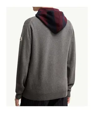 Moncler Striped Hood Wool Cashmere Cardigan