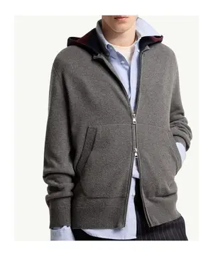 Moncler Striped Hood Wool Cashmere Cardigan