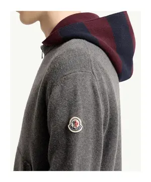Moncler Striped Hood Wool Cashmere Cardigan