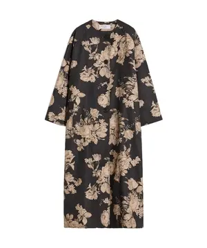 Max Mara Floral Pattern Coat - Black