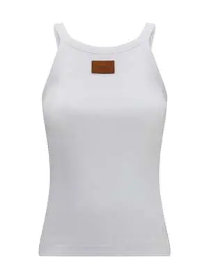 Fendi Ribbed Cotton Tank Top - White