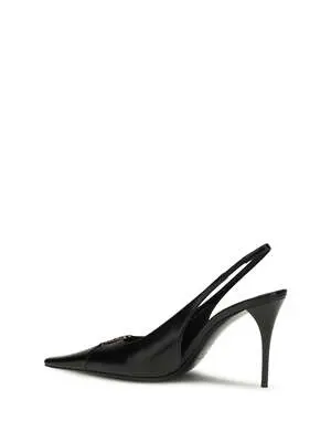 Saint Laurent Babylon Slingback Pumps With Monogram Detail - Black