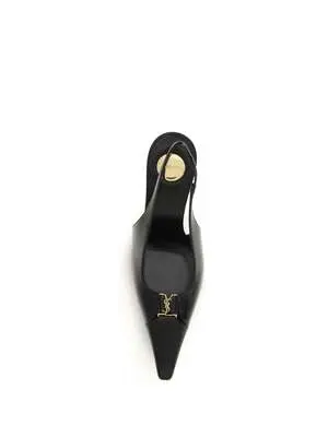 Saint Laurent Babylon Slingback Pumps With Monogram Detail - Black