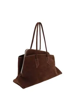 Attico La Passeggiata Suede Shoulder Bag - Brown