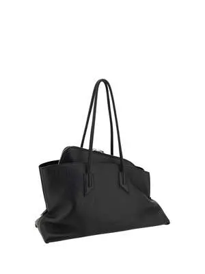 Attico La Passeggiata Leather Shoulder Bag - Black