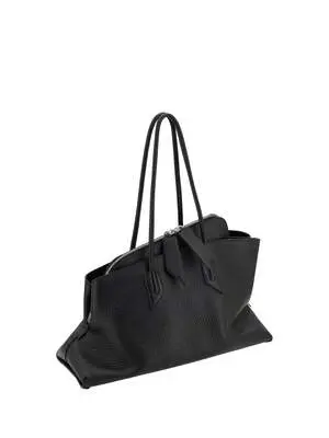 Attico La Passeggiata Leather Shoulder Bag - Black