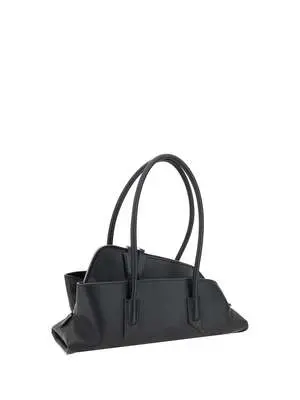 Attico La Passeggiata Small Leather Shoulder Bag - Black