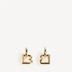 Balenciaga B Hoop Earrings In Archive Shiny Recycled Brass - Gold