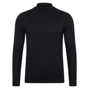 PAUL JAMES KNITWEAR Extra Fine Merino Wool Shaw Mock Turtleneck Jumper - Black