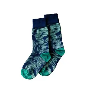 ESSIEN & EMRE Pavo Pattern Wool Socks Navy - Green