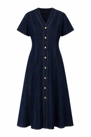 EXQUISE Blue / Black Kennedy Midi Dress Indigo