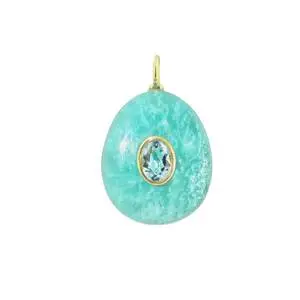 KAMARIA Amazonite Gemstone Pendant With Topaz Medium Pear - Green