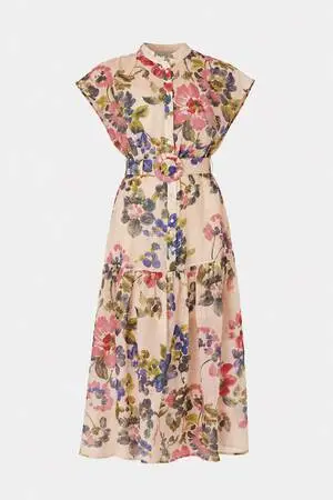 EXQUISE Evelyn Maxi Dress Multi Color - Beige/pink