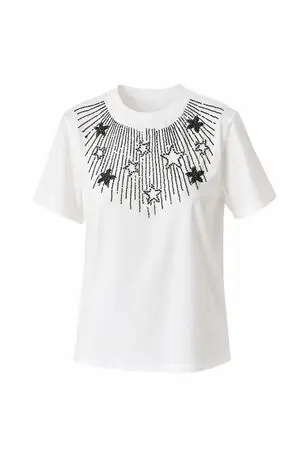 EXQUISE Neutrals Alanna Embroidered Tshirt Ecru