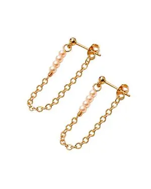 INARI JEWELLERY Unity Row Backchain Earring Freshwater Pearls - Pink