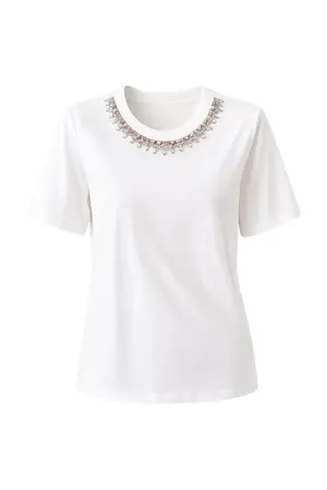 EXQUISE Embellished Crewneck T-shirt