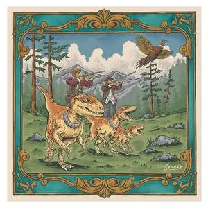 SQUAÏR A Hunt Before Time Antique Bone Cotton Bandana - White