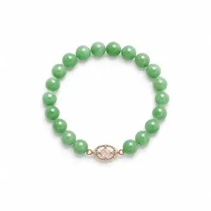 INARI JEWELLERY Quartz Bracelet With Rose Quartz Portrait Charm - Green