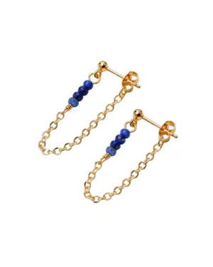 INARI JEWELLERY Inari Jewellery Unity Row Backchain Lapis Lazuli Gemstone Earrings Blue