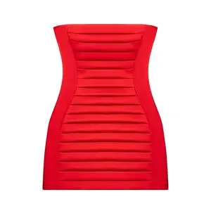 NOCTURNE Strapless Ribbed Mini Dress