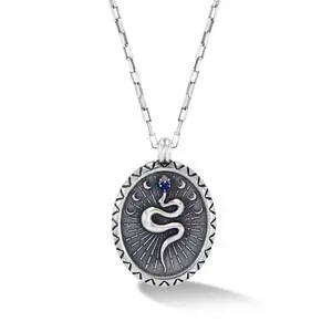 DOWER & HALL Snake Talisman Necklace Oxidised Sterling - Silver