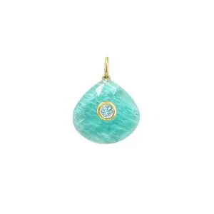 KAMARIA Amazonite Gemstone Pendant With Topaz Fan - Green