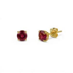 SPERO LONDON 9ct Gold Round Garnet Stud Earrings