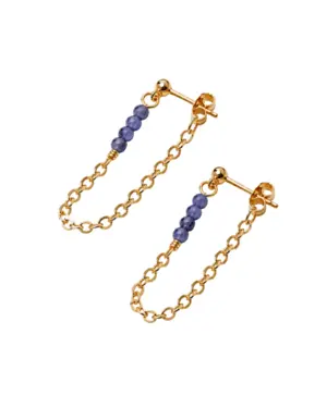 INARI JEWELLERY Unity Row Backchain Earring Iolite Gemstone - Grey