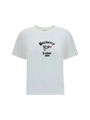 Burberry Burberry Cotton T-Shirt With Check Flag Embroidery White