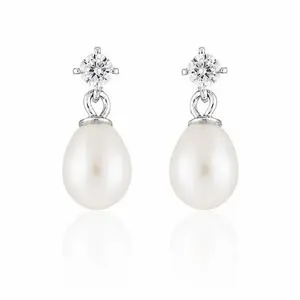 ESTERAH Maia Freshwater Pearl And Zirconia Drop Earrings