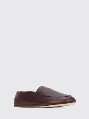 Loro Piana Smooth Lambskin Flat Loafers With Metallic Logo - Brown