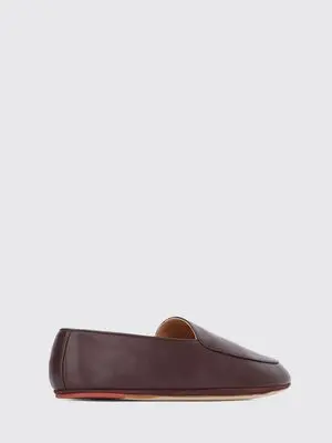 Loro Piana Smooth Lambskin Flat Loafers With Metallic Logo - Brown