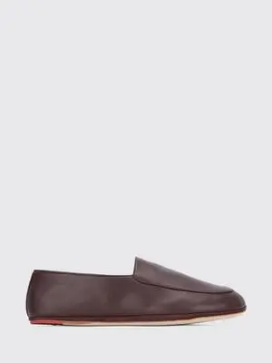 Loro Piana Smooth Lambskin Flat Loafers With Metallic Logo Burgundy