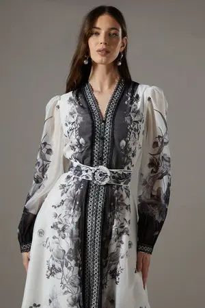 Coast Printed Organza Shirt Dress