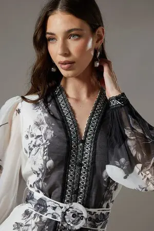 Coast Printed Organza Shirt Dress