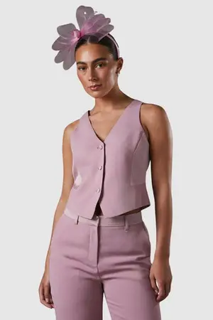 Coast Tailored Single-breasted V-neck Waistcoat - Mink
