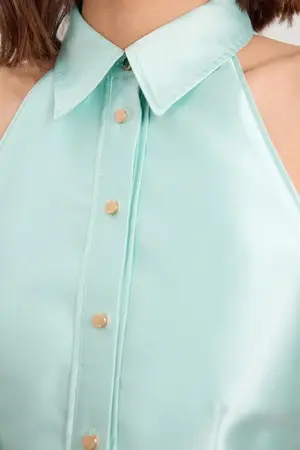 Karen Millen Twill Collared Maxi Dress - Mint