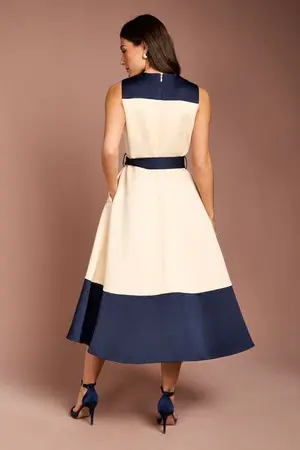 Coast Colour Block Crepe Belted Midi Dress