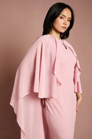 Coast Petite Round Neck Cape Maxi Dress