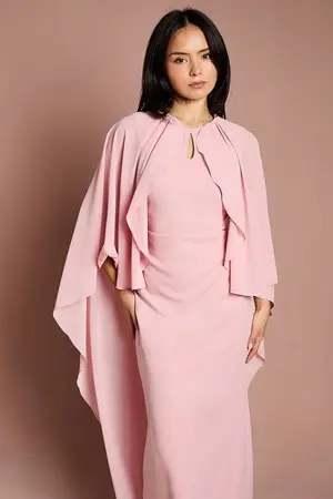Coast Petite Round Neck Cape Maxi Dress