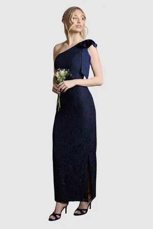 Coast One Shoulder Lace Maxi Dress - Navy