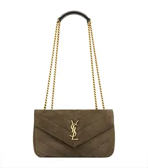 Saint Laurent Small Suede Loulou Shoulder Bag - Green