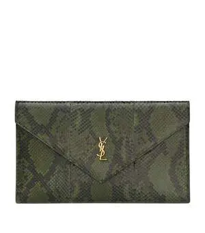 Saint Laurent Large Envelope Cassandre Pouch - Green