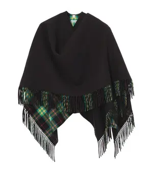 Burberry Wool Fringe Blanket Cape